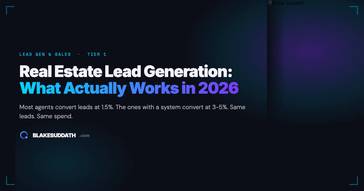 Real Estate Lead Generation: What Actually Works in 2026 | Blake Suddath